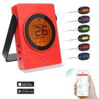 China 6 Channel Bluetooth Food Thermometer with Free App 196ft Range 572°F for sale