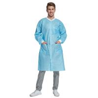 China Disposable Lab Coats Durable SMS Breathable Knee Length Unisex for sale