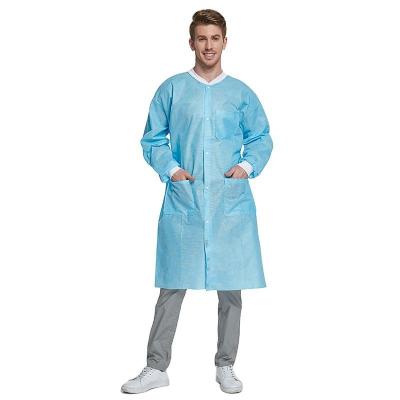 China Disposable Lab Coats Durable SMS Breathable Knee Length Unisex for sale