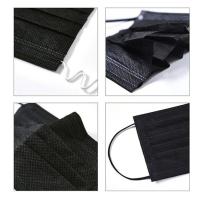 China SJ Customized logo black facemask 3ply protective black surgical masken individually wrapped black disposable face mask for sale