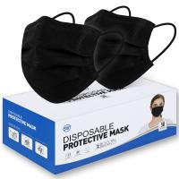 China SJ Customized logo black facemask 3ply protective black surgical masken individually wrapped black disposable face mask for sale