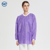 China S&J Disposable SMS Lab Coat Nonwoven Premium Quality Knitted Collar & Cuffs Dental Clinic Multi-Color Doctor Nurse Lab Jacket for sale