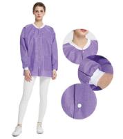 China S&J Disposable SMS Lab Coat Nonwoven Premium Quality Knitted Collar & Cuffs Dental Clinic Multi-Color Doctor Nurse Lab Jacket for sale