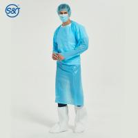 China S&J Disposable PP PE CPE LDPE Plastic Aprons Thumb Loops Protective Medical AAMI Level CPE Apron for sale