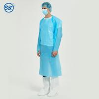 China S&J Disposable PP PE CPE LDPE Plastic Aprons Thumb Loops Protective Medical AAMI Level CPE Apron for sale