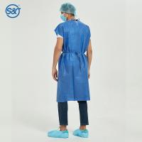 China SJ Patient Medical Gowns Disposable SMS 30gsm Non-woven Fabric Custom Hospital Patient Gown with Short Sleeves for sale
