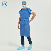 China SJ Patient Medical Gowns Disposable SMS 30gsm Non-woven Fabric Custom Hospital Patient Gown with Short Sleeves for sale
