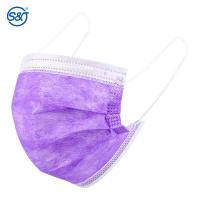 China Prompt Shipment Meltblown Cloth Disposable Masks Civilian/Medical 3Layer Protective Daily Different Color Disposable Face mask for sale
