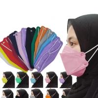 China SJ Muslim Custom Disposable Head loop Facemask Multi-color Sakura pink Black 4 ply Hijab KF94 Mask for sale