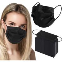 China S&J Black Face Mask Disposable Masks Breathable 3 Layer Mascarilla Desechable Mouth Cover for Adult Men&Women for sale