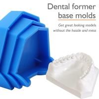China SJ Dental Autoclave Silicone Impression Tray Base Dental Consumable Plaster Mold Base Former Color Blue for sale