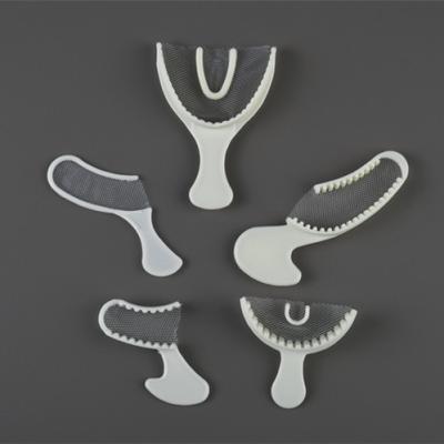 China SJ Medical Grade Plastic Dental Disposable Consumable Bite Implant Impression Tray with Mesh Nylon Net for sale