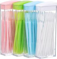 China SJ Brushpicks Plastic Interdental Toothpicks Soft Bristle Dental Floss Picks Double Head with Mirror for sale