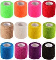 China SJ Bulk Wholesale Custom Logo Printing Medical Non Woven Easy Tear Self Adhesive Vet Wrap Crepe Cohesive Elastic Bandage for sale