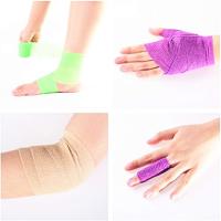 China SJ Bulk Wholesale Custom Logo Printing Medical Non Woven Easy Tear Self Adhesive Vet Wrap Crepe Cohesive Elastic Bandage for sale