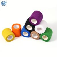 China SJ Self Adhesive Wrap Bandages Bulk Breathable Athletic Tape Self Adherent Soaker Pad Cohesive Tape for sale