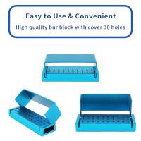 China SJ 30 Holes Dental Disinfection Burs Holder Station Bur Block Organizer with Cover Autoclavable Opening Box Case for sale