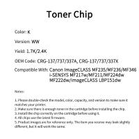 China Compatible CRG 137 737 337AToner Chip For Canon ImageCLASS MF235 MF236 MF346 for sale