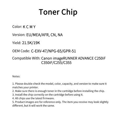 China Compatible NPG-65 Toner Chip original size For imageRUNNER ADVANCE C250iF NPG65 for sale