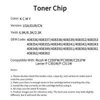 China Compatible 408336 Toner Chip For Ricoh M C250FW PC300W C251FW for sale