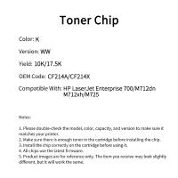 China Compatible CF214 Toner Chip For HP LaserJet Enterprise 700 M712dn M712xh for sale