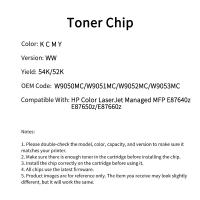 China Compatible W9050MC Toner Chip For HP Color LaserJet Managed MFP E87640z E87650z for sale