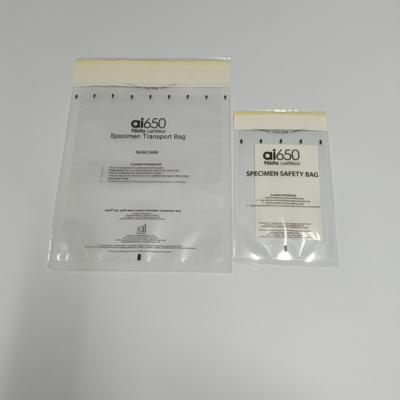 China Writable Surface 95kpa Specimen Transport Bag Plastic for sale