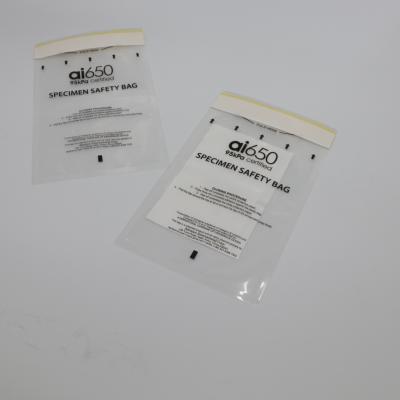 China Gravure Printing Pathology Lab Use Clear Plastic Specimen Biohazard Bags for sale