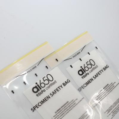 China Customized Biohazard Specimen Bag Self Adhesive Top Disposable For Laboratory for sale