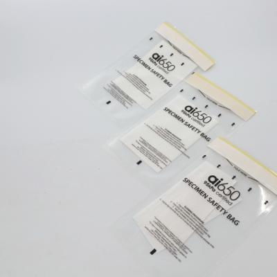 China Double Pocket Eco Friendly Plastic Liquid Bio Hazard Specimen Bag Self Adhesive for sale