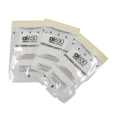 China Eco Friendly Lab Use Clear Plastic Specimen Biohazard Bags 3 Walls for sale