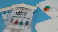 China AI650 Lab Biohazard Specimen Bags With Pocket Orange Logo Releasable Ziplck Waterproof Durable For Sample Transportation for sale