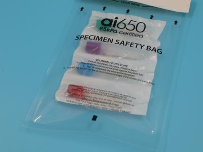 China 450ml 95kpa Medical Biohazard Bags Lab 95kpa Specimen Transport Bag With Pocket for sale
