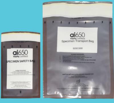 China PE Plastic Clear Specimen Bags Reclosable Self-Adhesive Ziplock Laboratory Sample Bag With Ai 650 Logo Printing With Inside Pocket Paperwork Pouch for sale