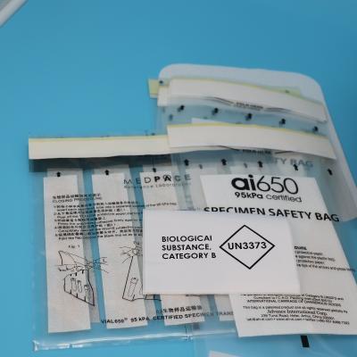 China 330mmX170mm UN 2814 Compliant UN 2900 Compliant Biohazard Specimen Bag Medical Sample Transport Pouch for sale