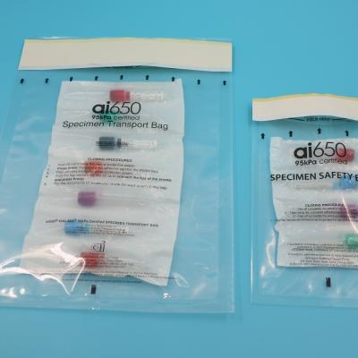China 95KPA Leak-Proof Specimen Bags With Absorbent Pad AI650 Certified Biohazard Bags for sale