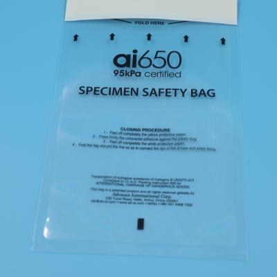 China 95kPa UN3373 Specimen Transport Bags Leak-Proof & Sealed Biohazard Packaging For Sample Transportation for sale