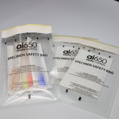 China UN3373 Certified 95 KPA Biohazard Pressure Bags For Biological Sample Transportation for sale