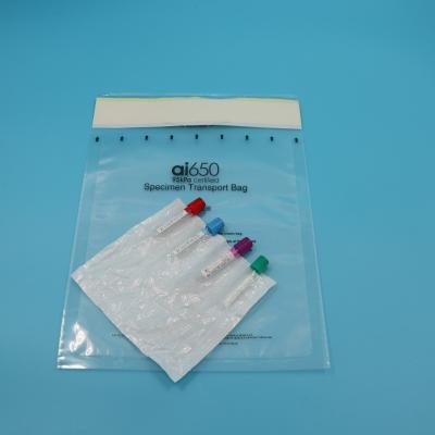 China Stool Specimen Transport Bag With Absorbent Pocket Sleeve UN3373 Biohazard Cat B Medical Packaging For Safe Clinical Sample Disposal Storage for sale