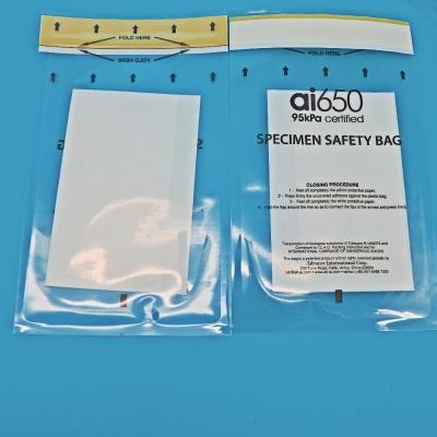 China Disposable 95kPa Specimen Transport Bag Leakage Proof With Built-In Absorbent Pad, Ideal For Environmental & Water Quality Sample Collection for sale