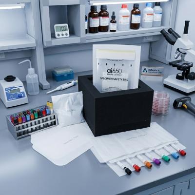 China AI650 Medical 95kPa Specimen Transport Bags Secure Seal Diagnostic Specimen Biohazard Bags for sale
