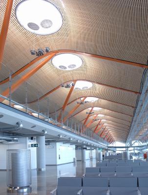 China Large Space Interior Aluminum Panels Curved Wood Grain Metal Ceiling Baffles for sale