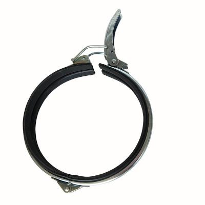 China EPDM Gasket Galvanized Pipe Clamp Air Duct Clamp 80-600mm Size for sale