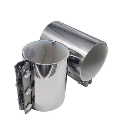 China 0.5mm 1.0mm 304SS Circular Pipe Clamp Central Pneumatic Conveying Pipe Couplings for sale
