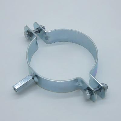China Pipeline Connectors Clips Adjustable Galvanized Pipe Clamp Hanging Hoop With M8 Nut for sale