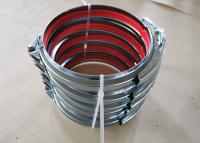 China 200mm Quick Release Duct Galvanized Tube Clamps With Red Rubber Lining for sale