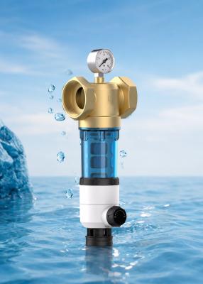 China BriskSpring T1-Z2-BS Double-Sided Scraping Whole House Water Pre-Filter with 40 Micron Filtration and Pressure Gauge for sale