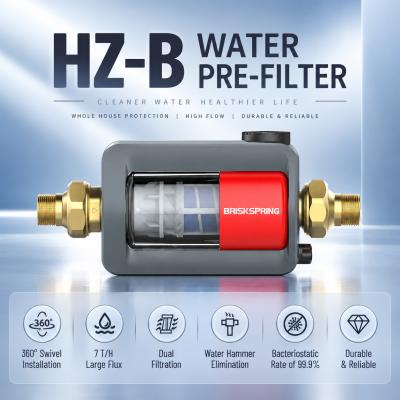 China HZ-B Horizontal Whole House Water Pre Filter 40 Micron Manual Flush Sediment Filter 7T/H for sale