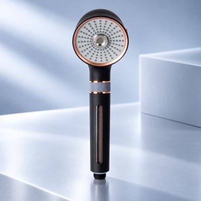 China Black Rose Gold Micro Nano Bubble Shower Head 3 Spray Modes Water Saving Handheld Shower for sale