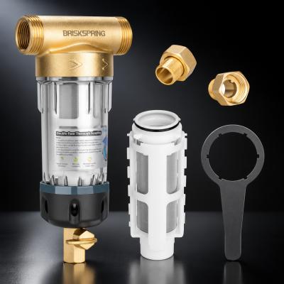 China 40 Micron Whole House Water Pre Filter with Manual Flush and Reusable Mesh Sediment Filter for sale